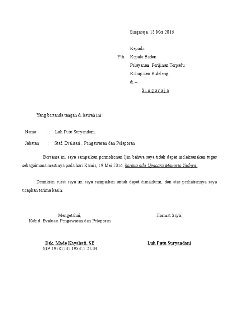 Contoh Surat Ijin | PDF