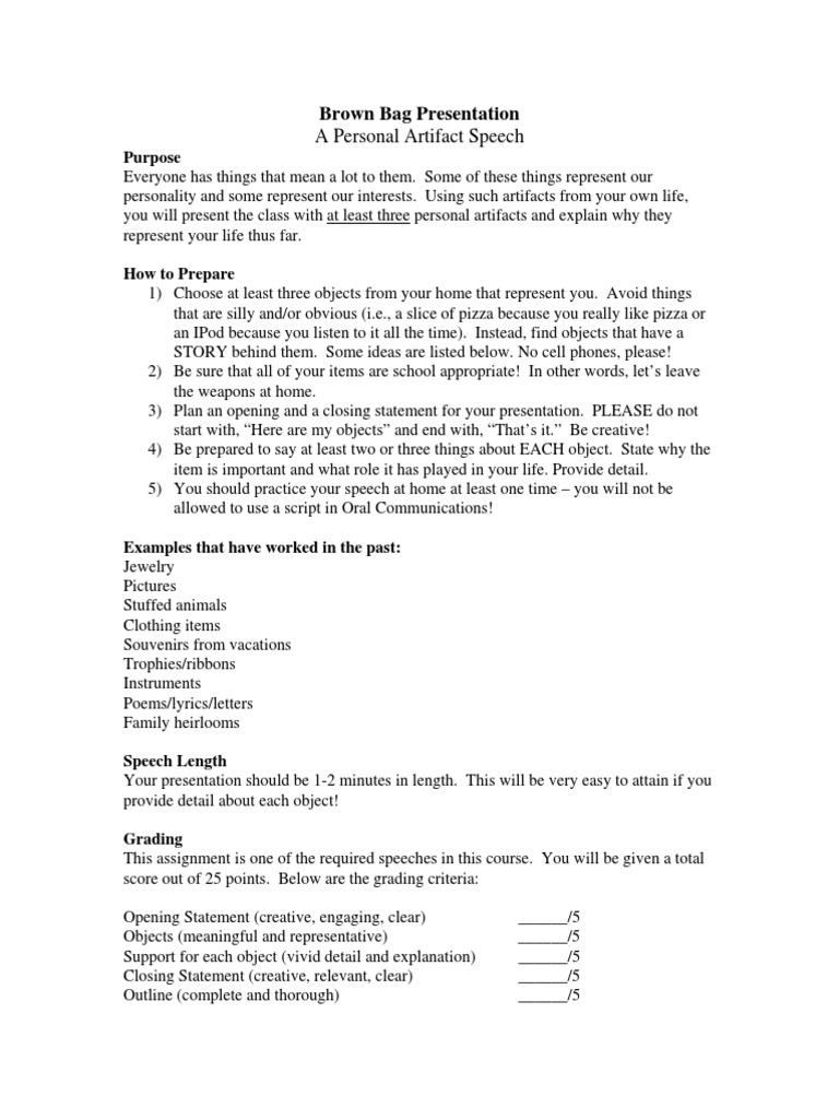 A Personal Artifact Speech | PDF | Psychological Concepts | Cognition