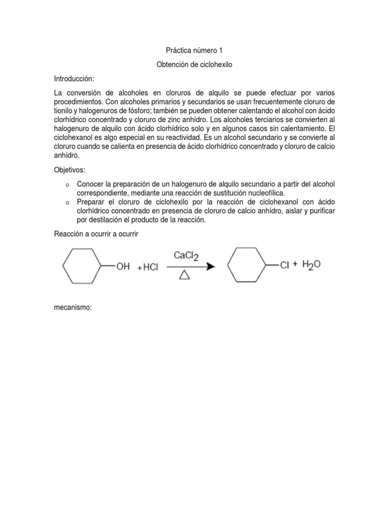 Obtención de cloruro de ciclohexilo | PDF