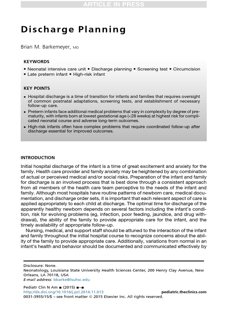 Discharge Planning Guide for High-Risk Infants | PDF | Breastfeeding ...