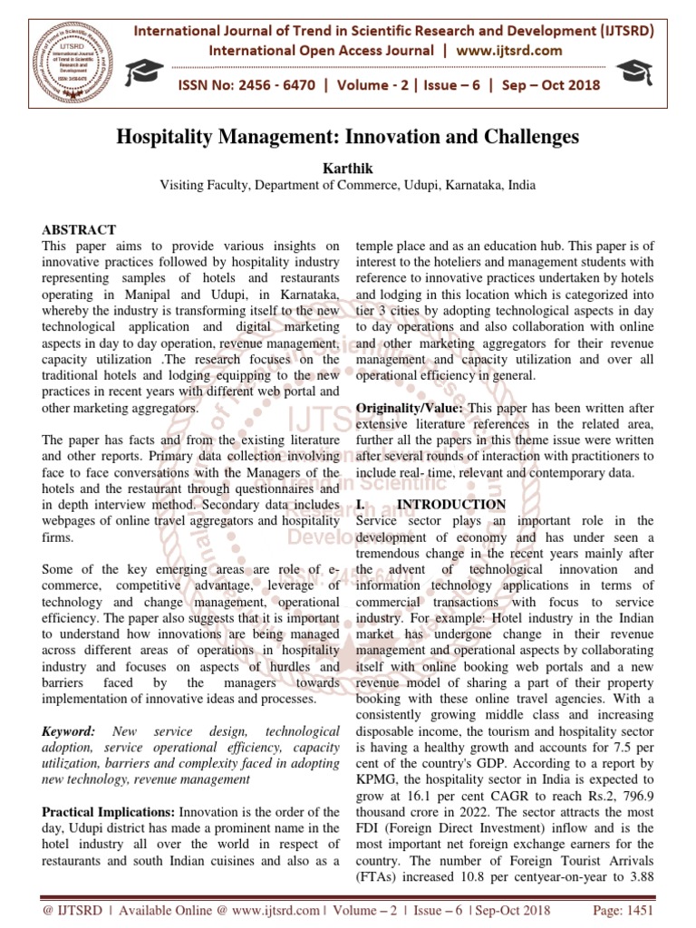 Hospitality Management Innovation and Challenges | PDF | Innovation ...