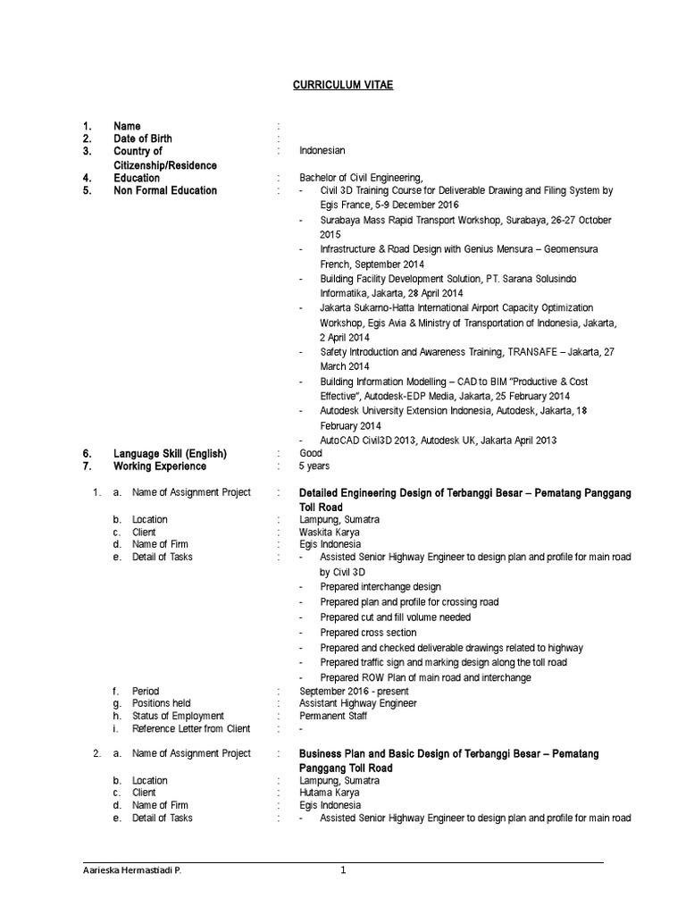 CV - Contoh | Download Free PDF | Building Information Modeling | Transport