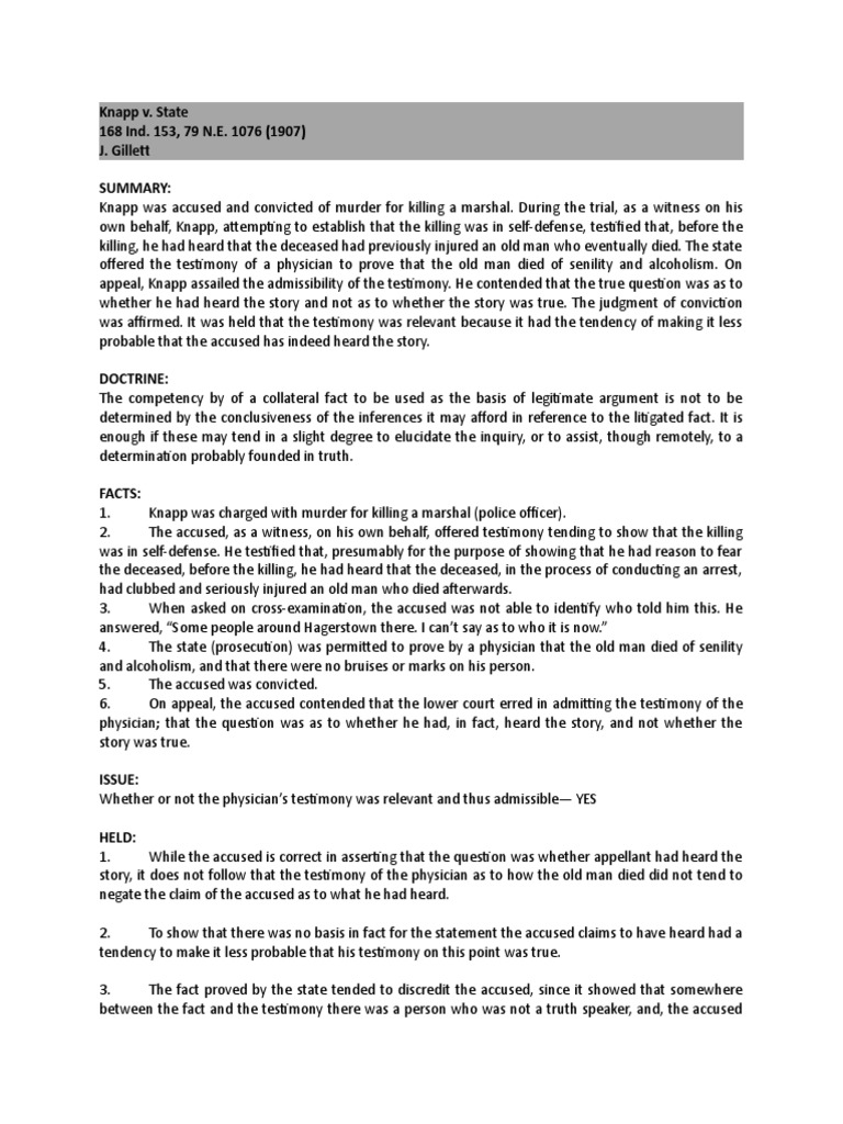 Evidence Cases | PDF | Testimony | Evidence