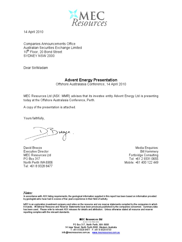 ASX MMR Advent Offshore Australasia Conference Presentation 140410 ...