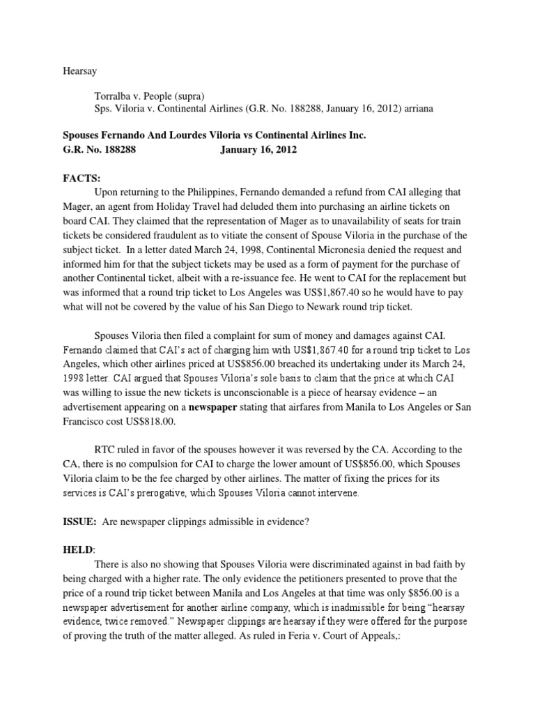Hearsay Evidence in Philippine Law | PDF | Hearsay | Evidence (Law)