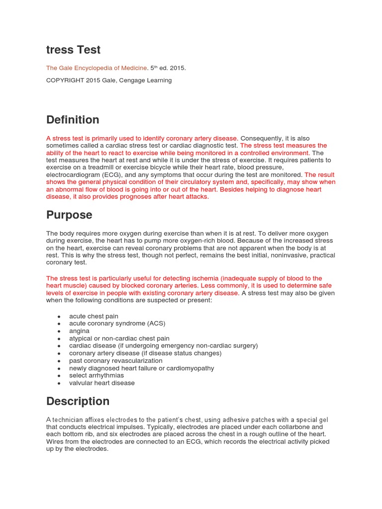 Tress Test: The Gale Encyclopedia of Medicine | PDF | Echocardiography ...