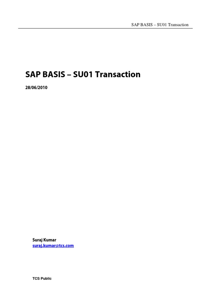 SAP User Management with SU01 Transaction | PDF | User (Computing) | Login