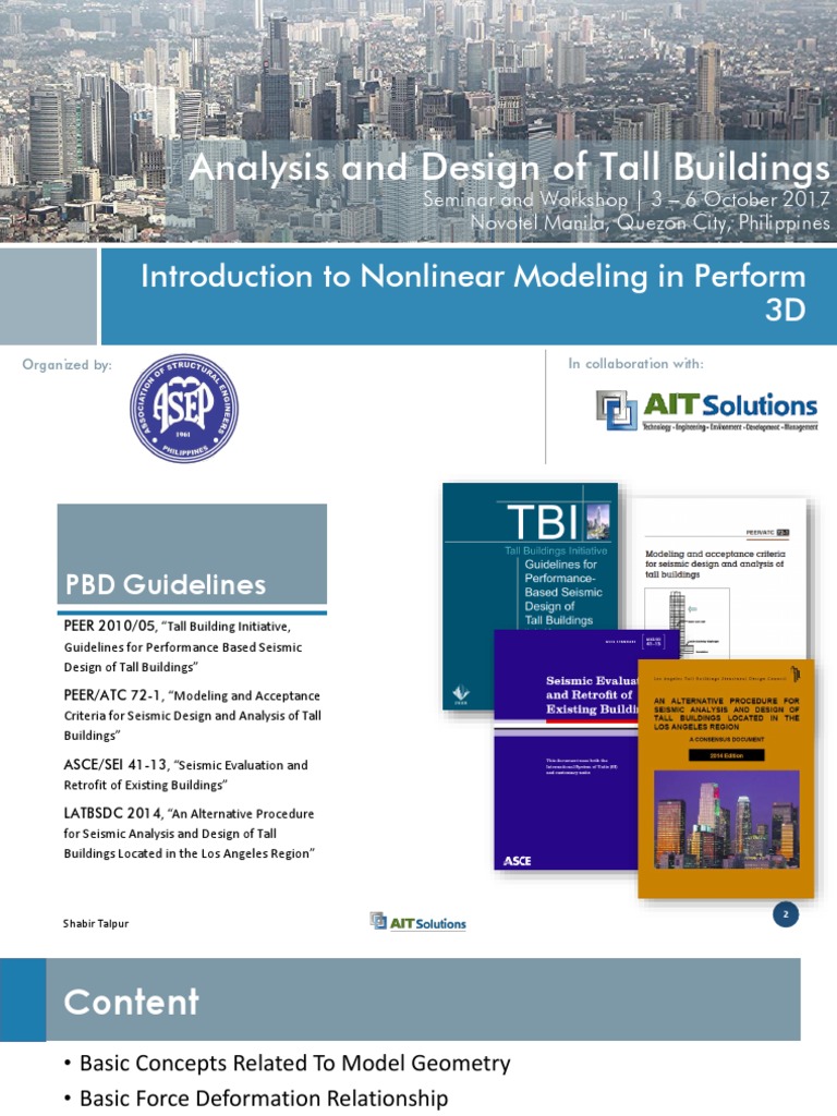 Day 3-5 Introduction To Nonlinear Modeling Using Perform 3D PDF | PDF | Deformation (Mechanics ...