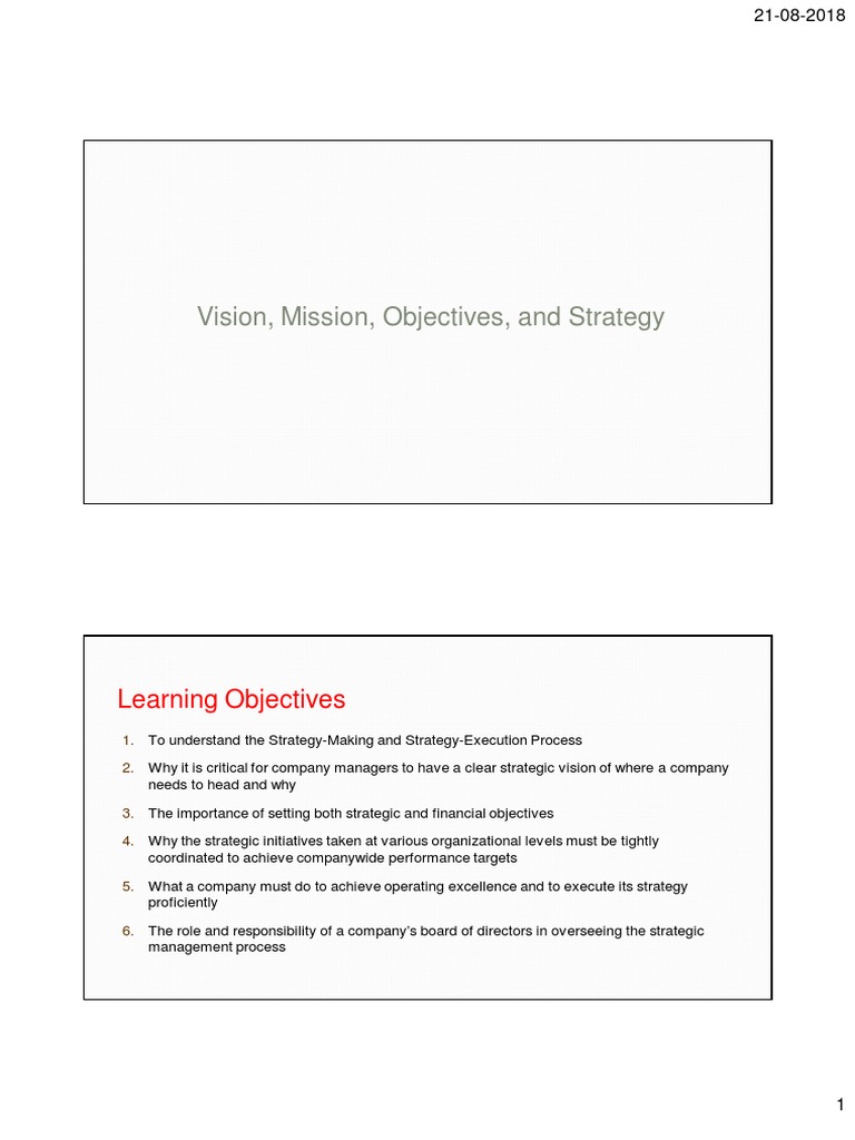 02 - Vision, Mission, Objectives, and Strategy | PDF | Strategic ...