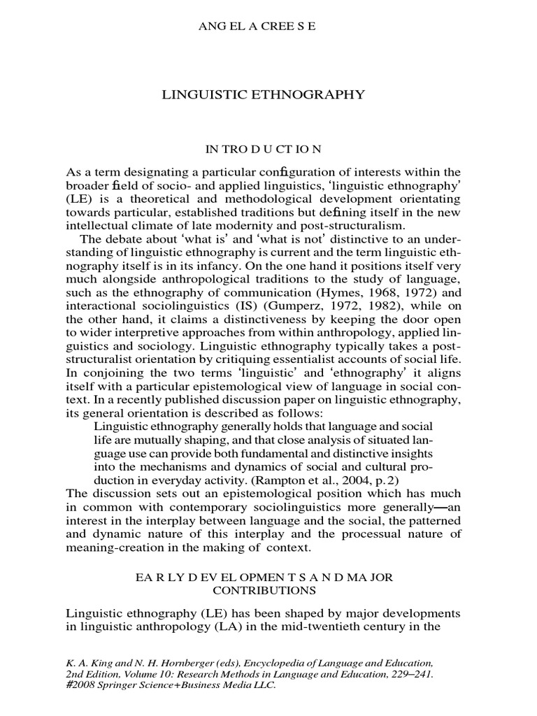 Linguistic Ethnography Pdf Ethnography Anthropology