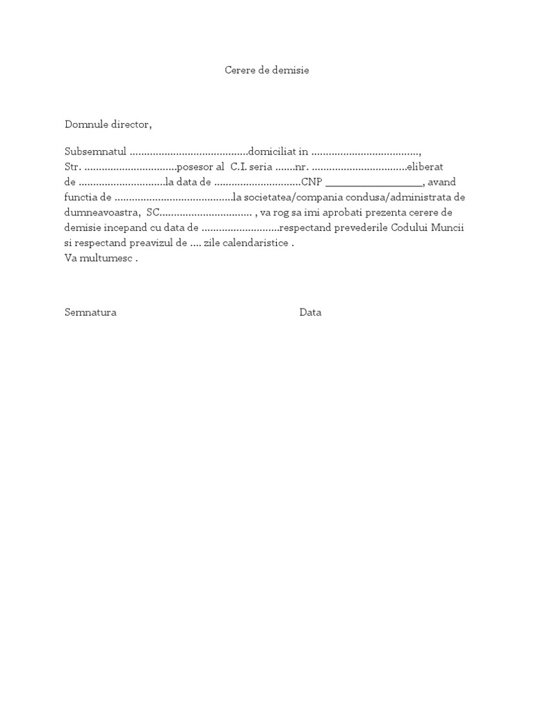 Cererea De Demisie Model Demisie Formulare - vrogue.co