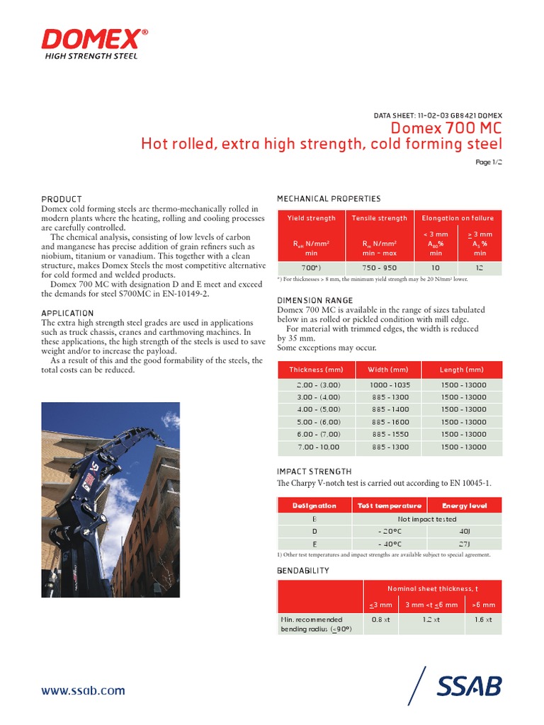CHAPA ALTA RESISTENCIA - Domex-700 PDF | PDF | Steel | Strength Of ...