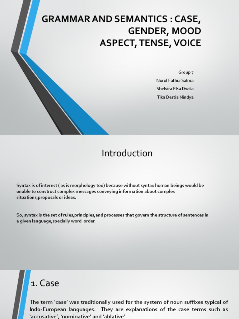 Grammar and Semantics Overview | PDF | Grammatical Gender | Grammatical ...