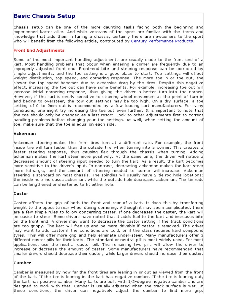 Basic Chassis Setup | PDF | Tire | Axle