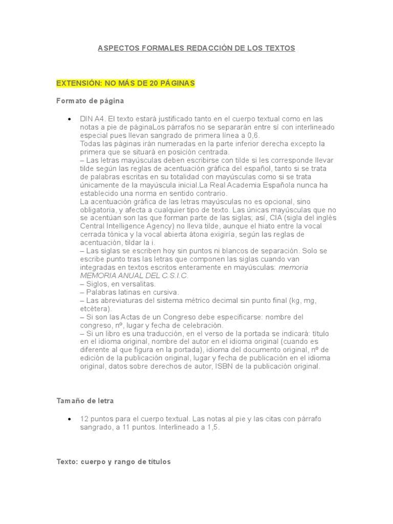 ASPECTOS FORMALES REDACCIÓN DE LOS TEXTOS - Normas UCLM | Comillas | Texto