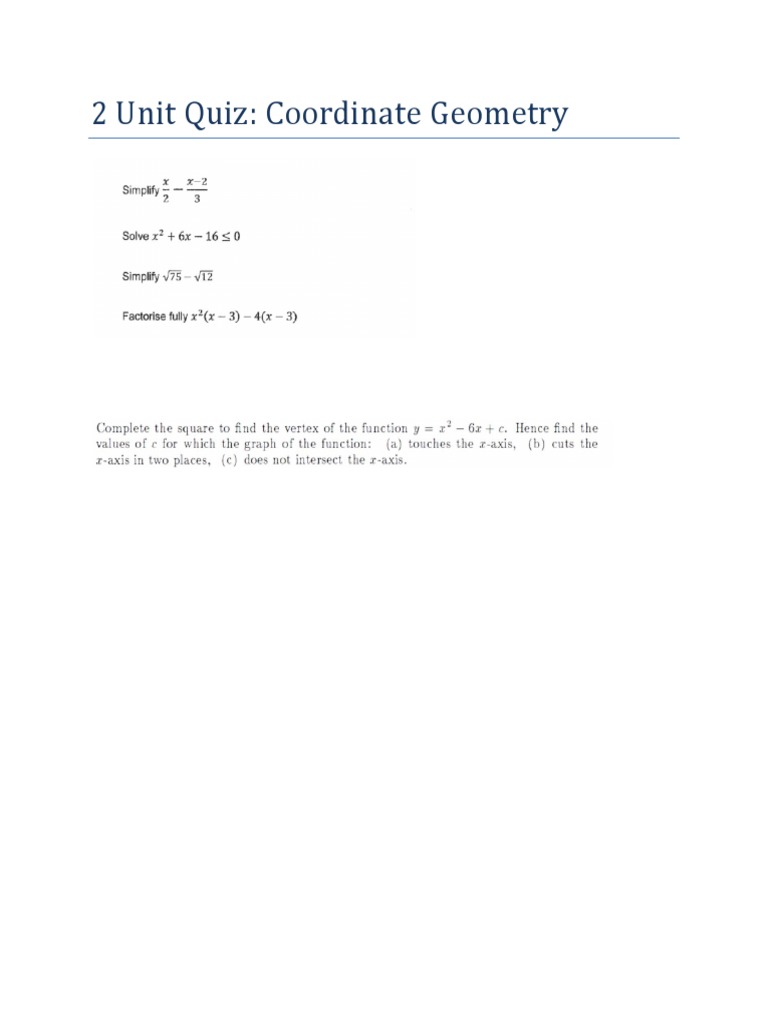 HSC Advanced Level Mathematics Quiz | PDF