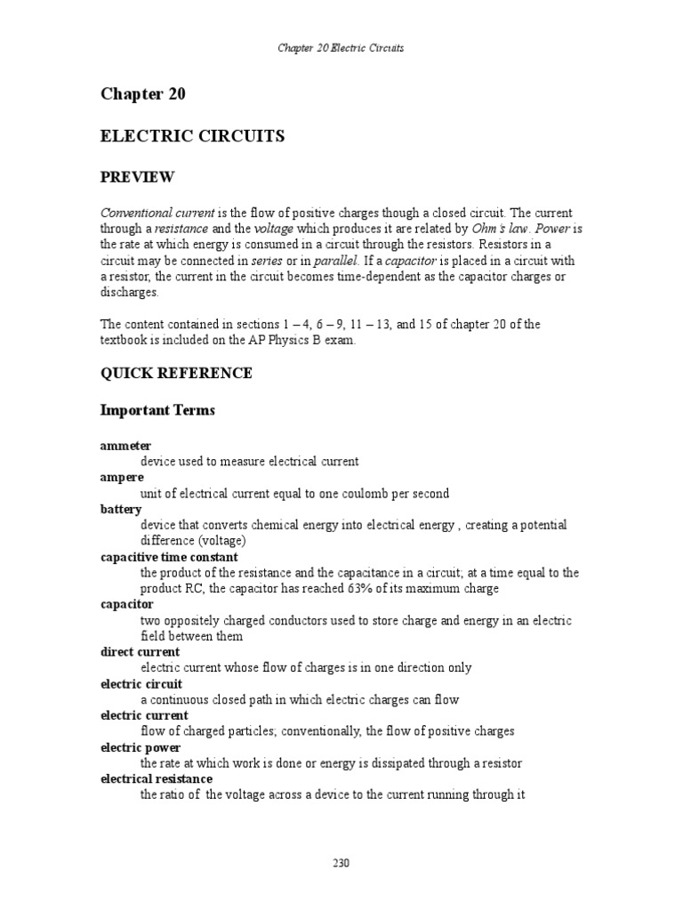 20 Electric Circuits | PDF | Series And Parallel Circuits | Electric ...