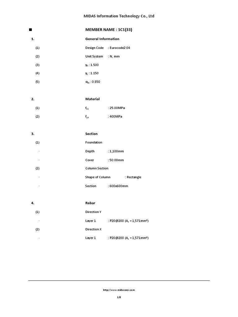 Footing Design Midas | PDF