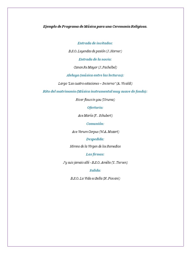 Programa de Ejemplo para Una Boda Religiosa | PDF