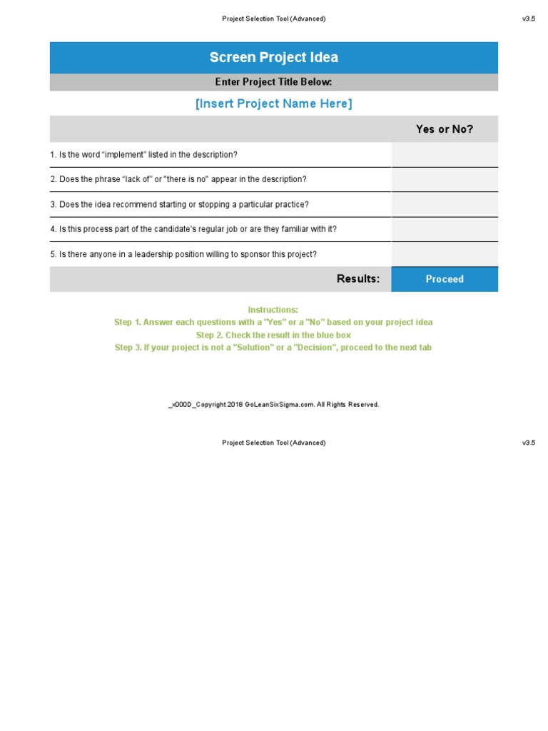 Project-Selection-Tool v3.5 | PDF | Goal | Investing
