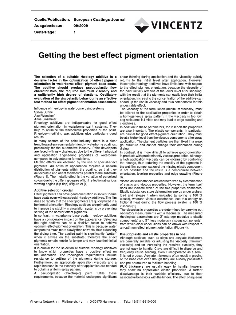 Effect Pigments | PDF | Rheology | Viscoelasticity