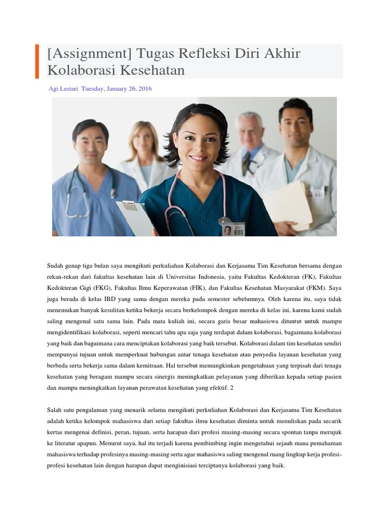 Contoh Essay Tugas Refleksi Diri | PDF