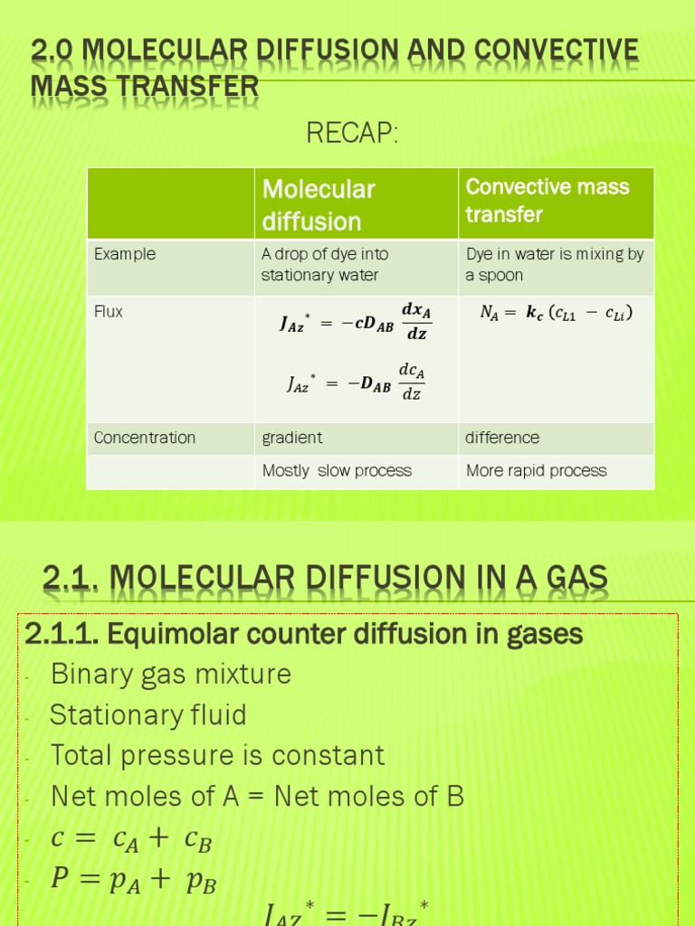Chapt 2 Week 1 | PDF | Diffusion | Branches Of Thermodynamics