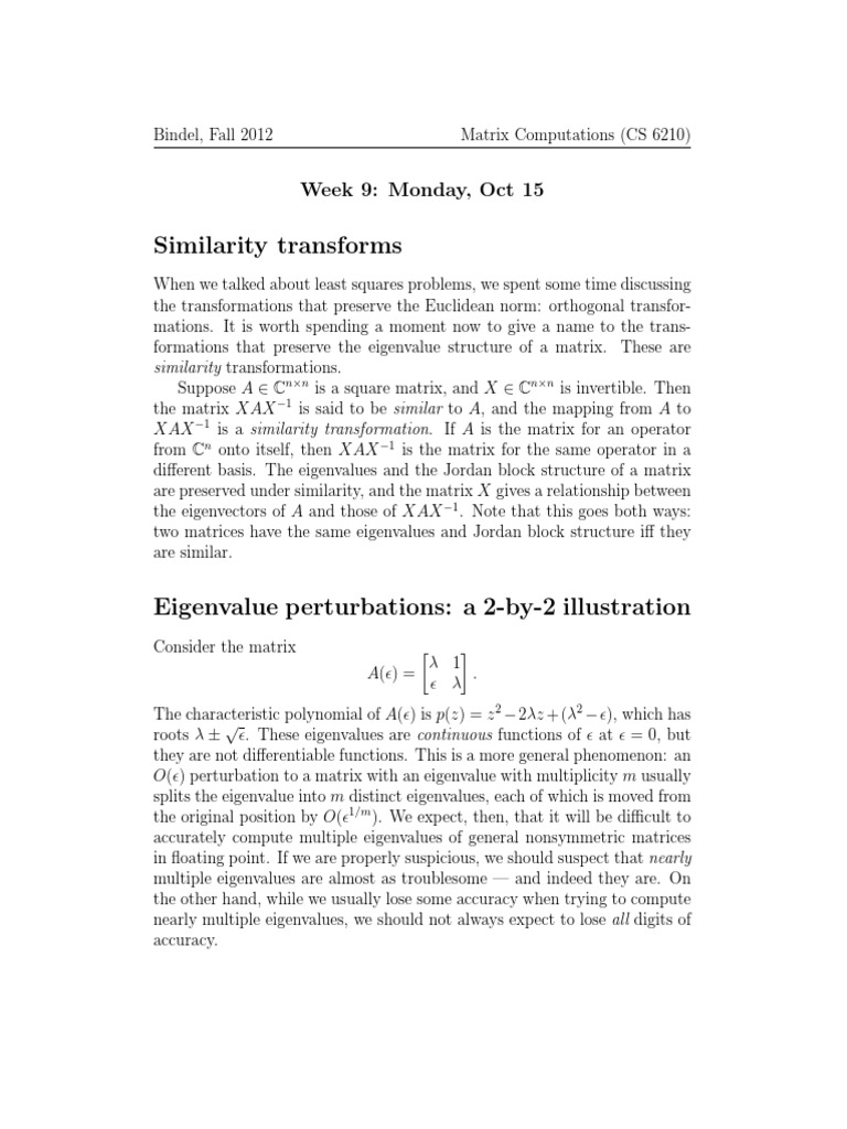 Matrix Similarity Transforms and Perturbation Theory | PDF ...
