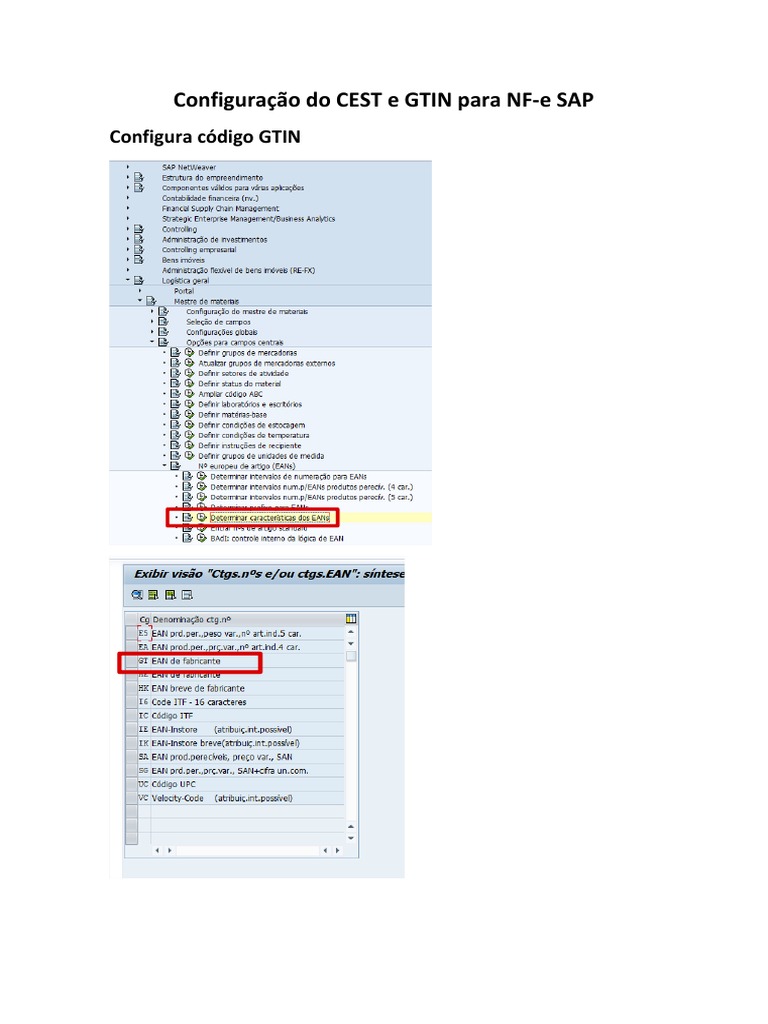 Configuração CEST / GTIN SAP MM / SD | PDF