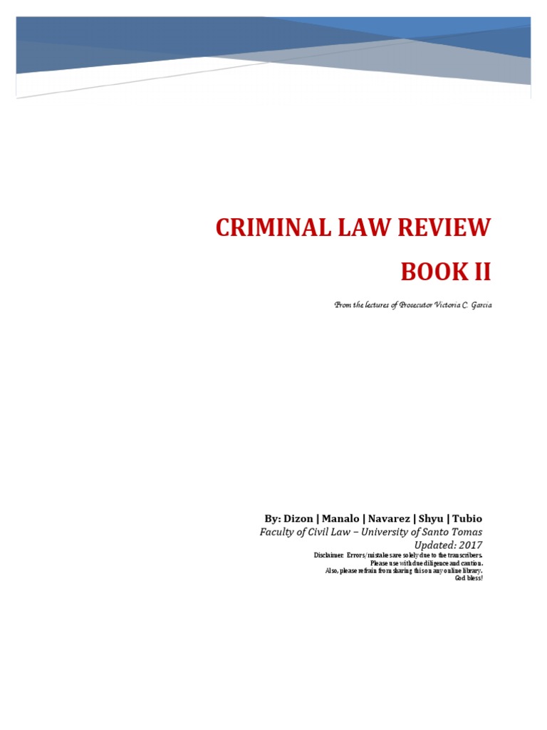 Criminal Law Review Book Ii 2017 Edited PDF | PDF | Treason ...