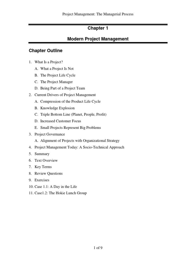 Modern Project Management Chapter Outline | PDF | Project Management ...