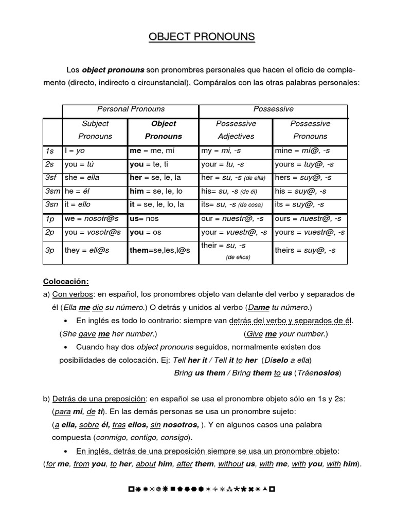 Object Pronouns | PDF