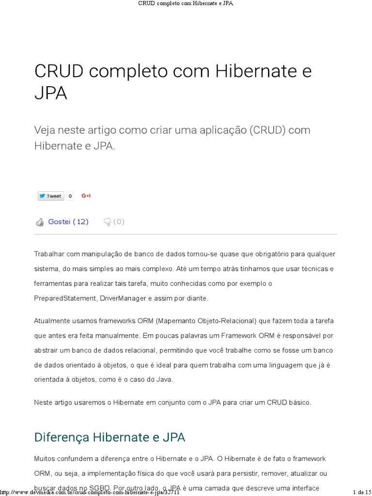 CRUD com Hibernate e JPA | PDF | Framework de software | SQL