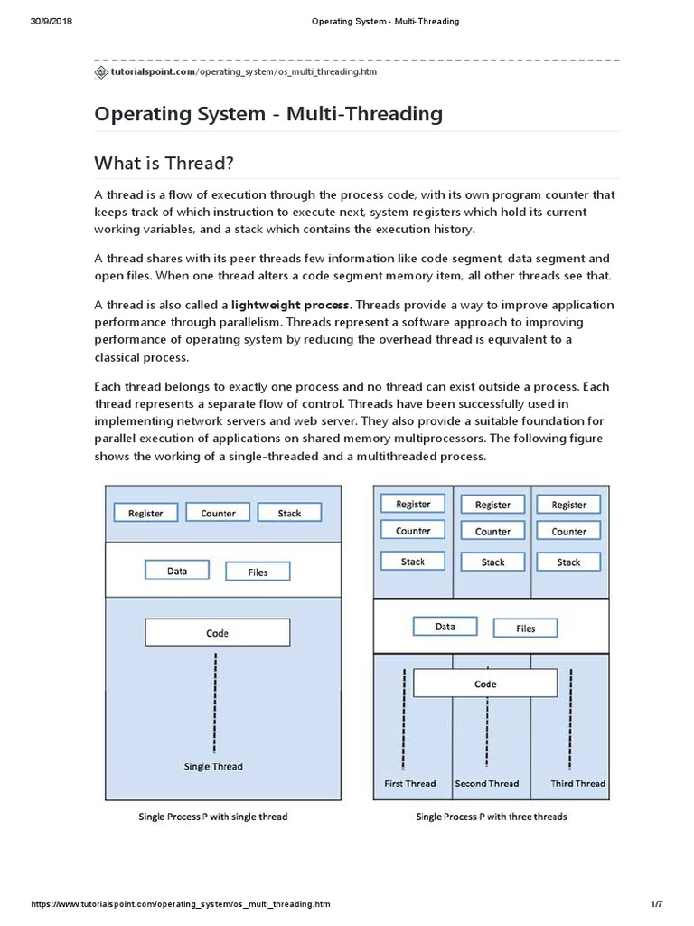 Operating System - Multi-Threading | Download Free PDF | Thread (Computing) | Process (Computing)