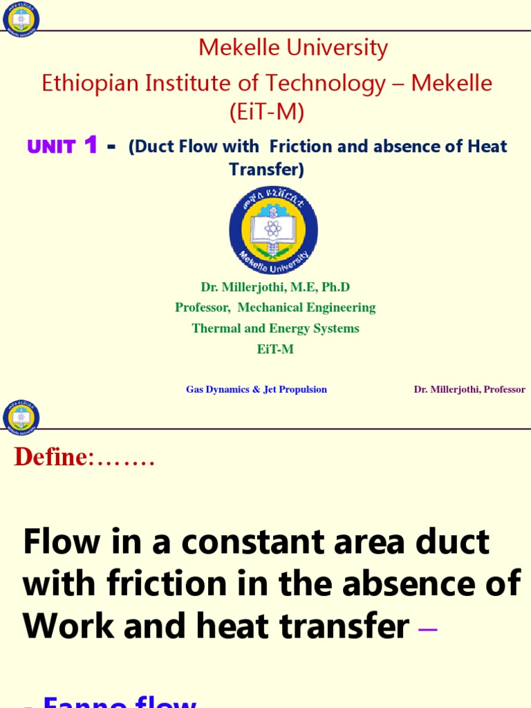 Unit - 1-Rayleigh and Fanno Flow | PDF | Compressible Flow | Fluid Dynamics