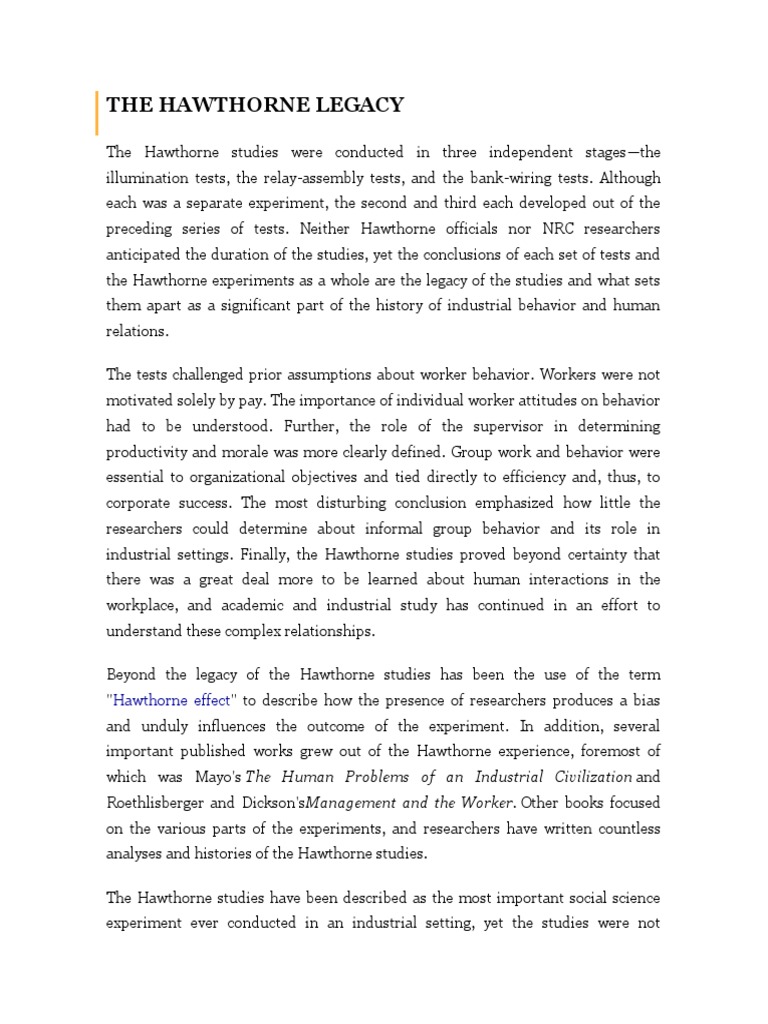 The Hawthorne Legacy2 | PDF | Social Science | Sociology