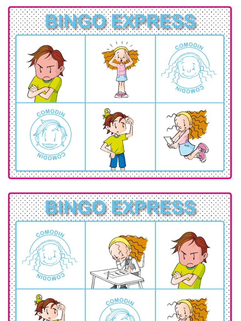 Cartones Bingo y Listado de Emociones-Para Imprimir PDF | PDF
