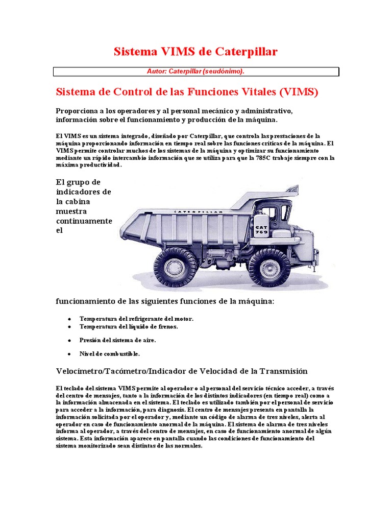 Sistema VIMS de Caterpillar | Descargar gratis PDF | Transmisión ...