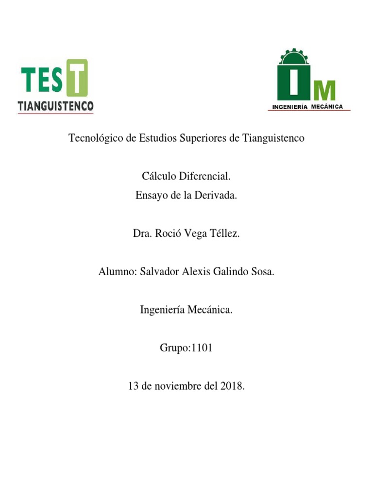 Tecnológico de Estudios Superiores de Tianguistenco | PDF | Derivado | Cálculo
