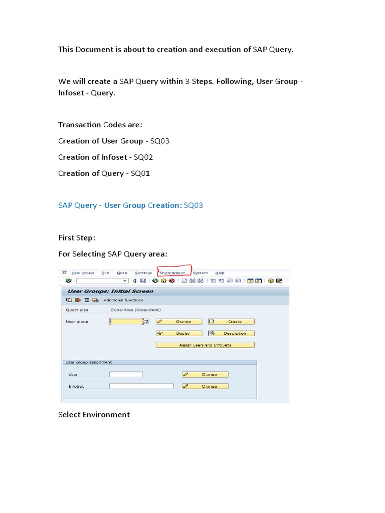 SAP Query - User Group Creation: SQ03 | PDF | Information Retrieval | Data