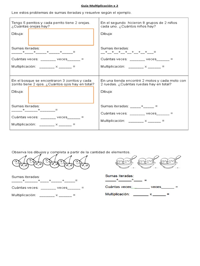 Problemas Multiplicacion Tabla Del 2. Nuevodoc | PDF