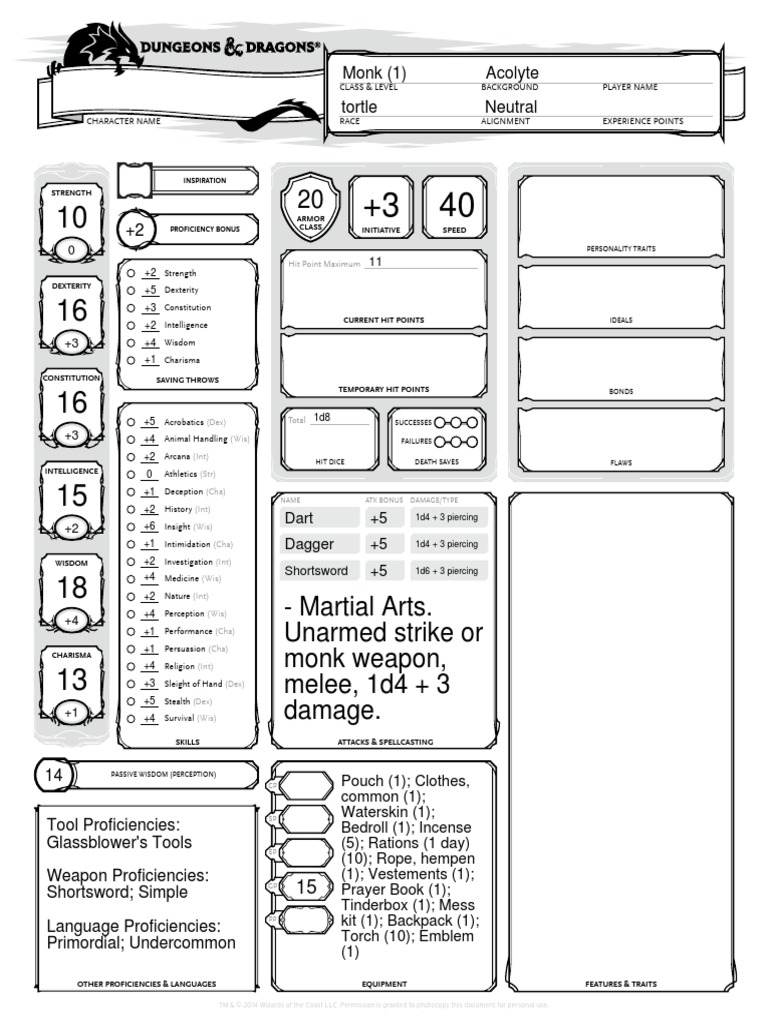 Alt 5e Character Sheet | PDF | Role Playing Games | Leisure