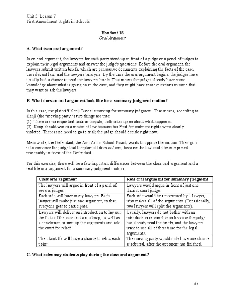 Oral Arguments in First Amendment Cases | PDF | Oral Argument In The ...