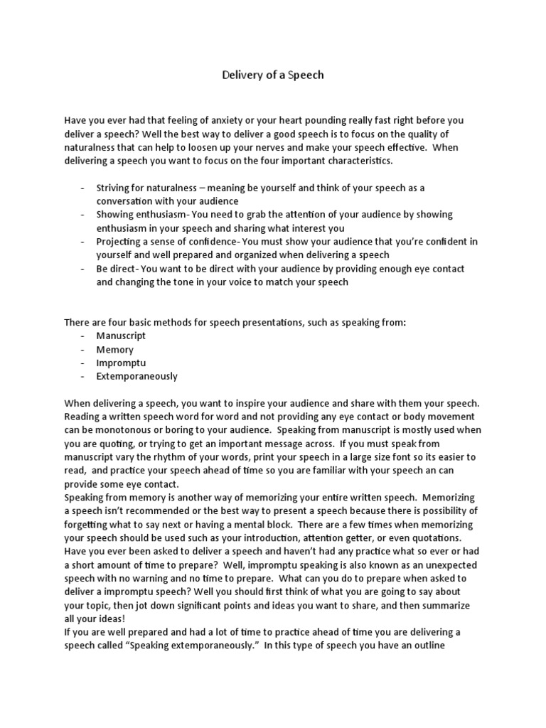 Effective Speech Delivery Techniques | PDF | Cognition | Communication