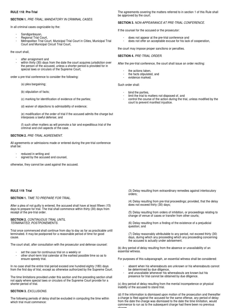 Rule 118 and 119 | PDF | Continuance | Demurrer