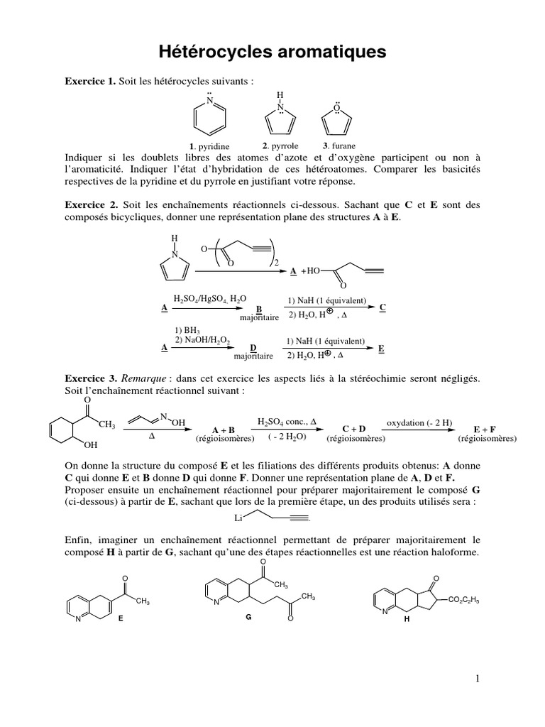 TD2 SMC6 CO - Chimie Heterocycles Satures Aromatiques | PDF | Pyridine | Composés organiques