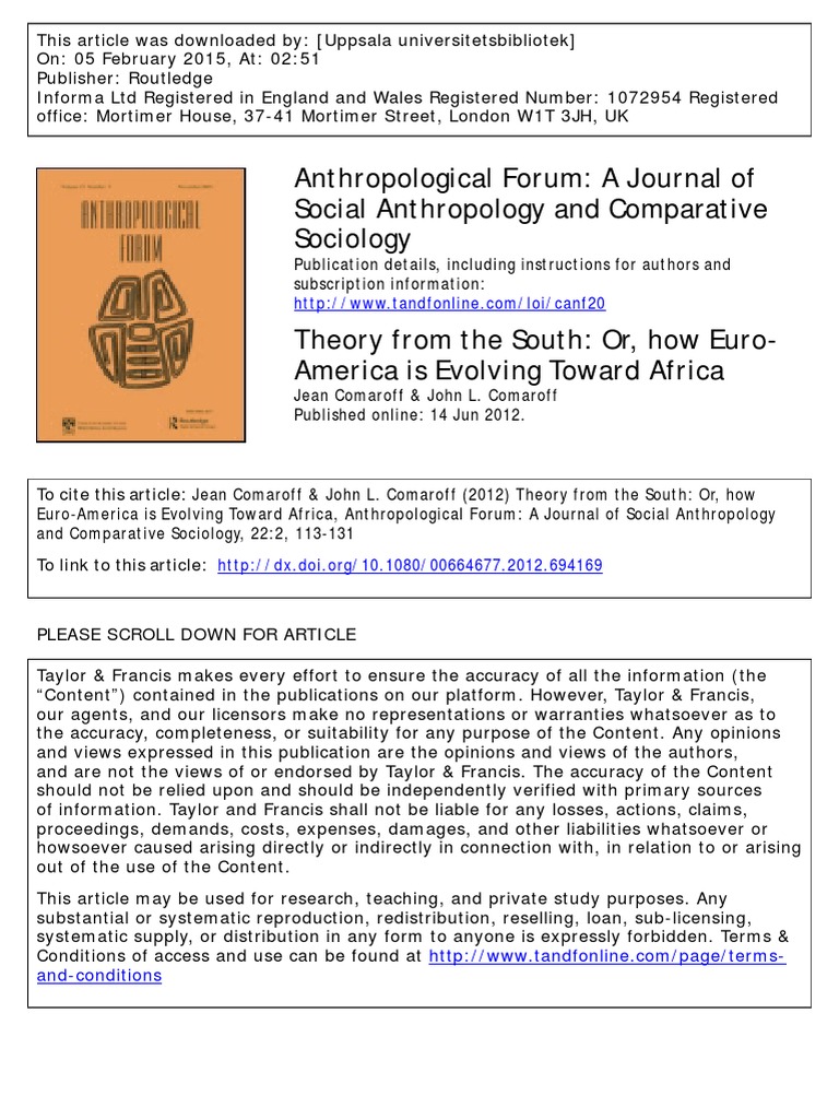 Anthropological Forum: A Journal of Social Anthropology and Comparative ...