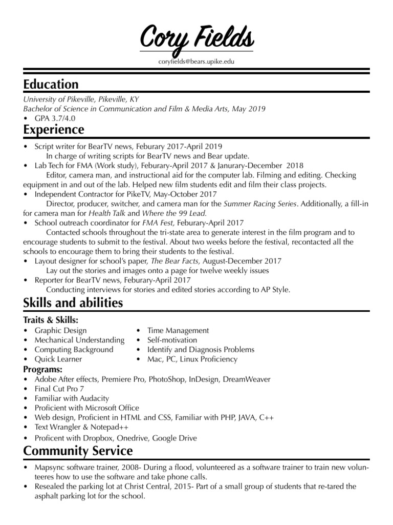 Cory Resume v5 | PDF | Computing | Software