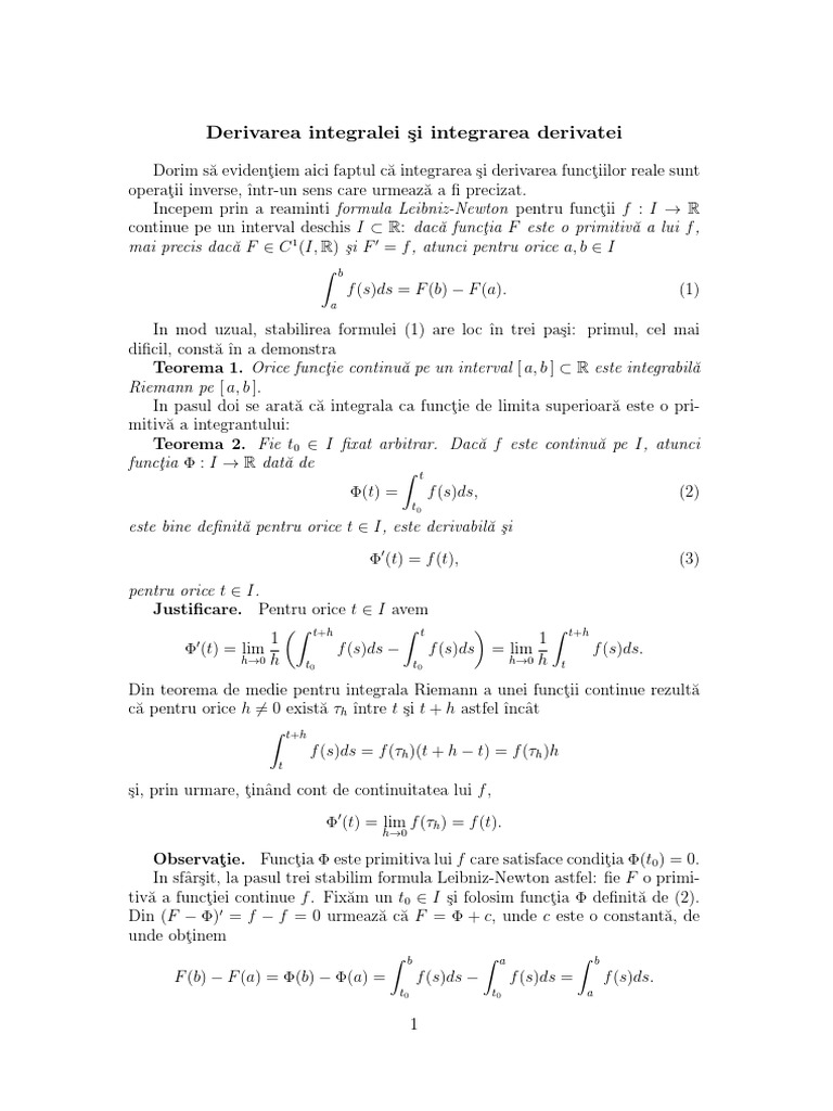 Derivarea Integralei | PDF