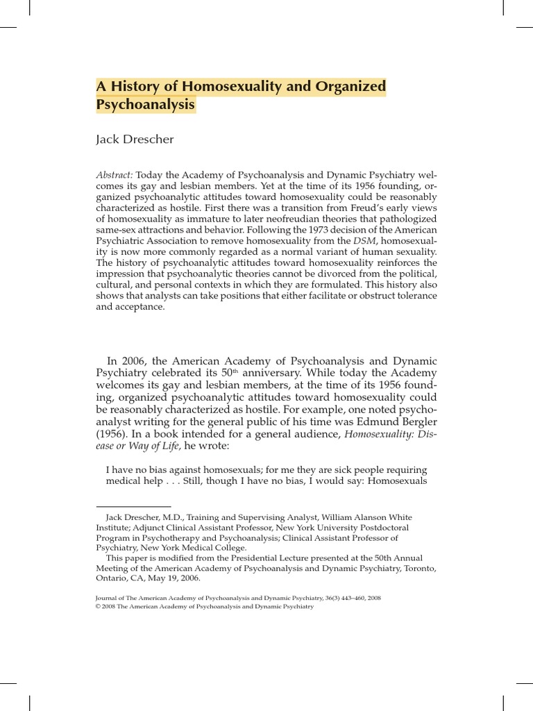 Homosexuality Psa 2008 | PDF | Psychoanalysis | Homosexuality